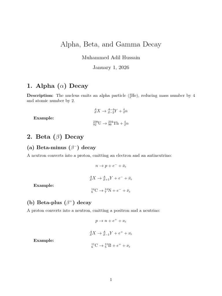 Understanding Alpha, Beta, Gamma Decay | PDF | Radioactive Decay | Atoms