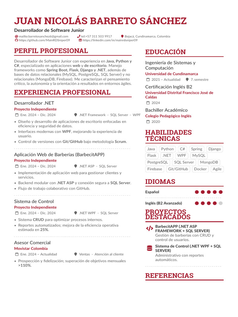 Desarrollador de Software Junior en .NET | PDF | Servidor SQL de ...