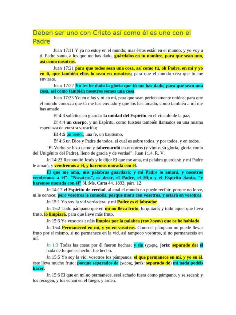 Deben ser uno con Cristo así como él es uno con el Padre | PDF | Cristo ...