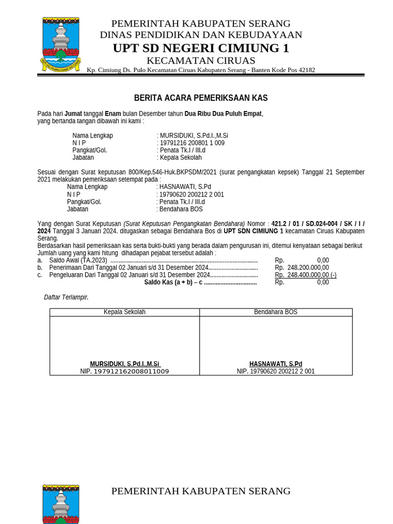Blanko Bap Bos 2022-Sdn Cimiung 2 | PDF