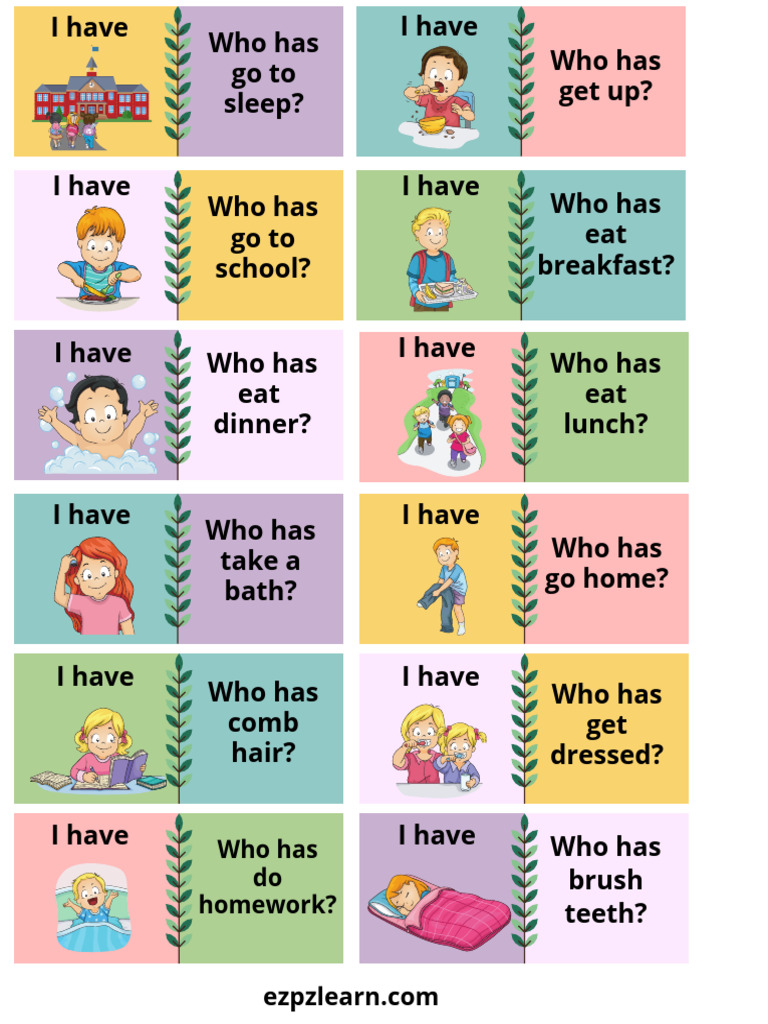 Daily Routine Who Has Game | PDF