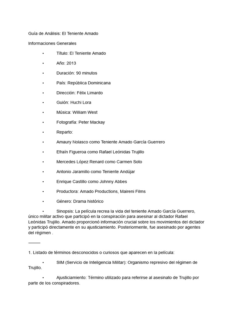 Análisis de "El Teniente Amado" | PDF | Dictadura | Augusto Pinochet