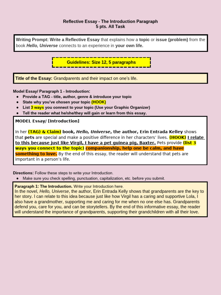 Evan Li - Reflective Essay - Introduction Paragraph | PDF