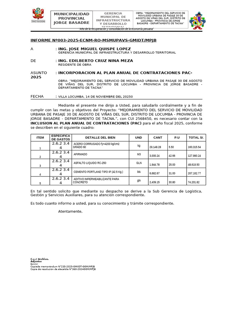 INFORME N° 004-2025-CREACION DE META - copia | PDF