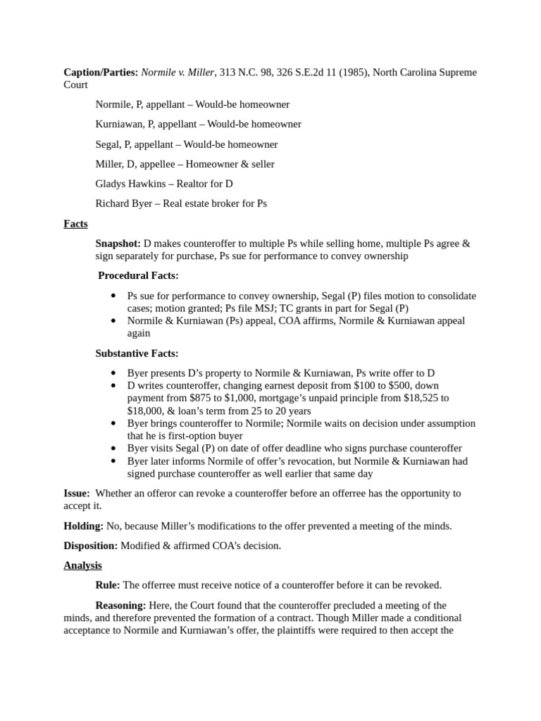 Normile v Miller | PDF