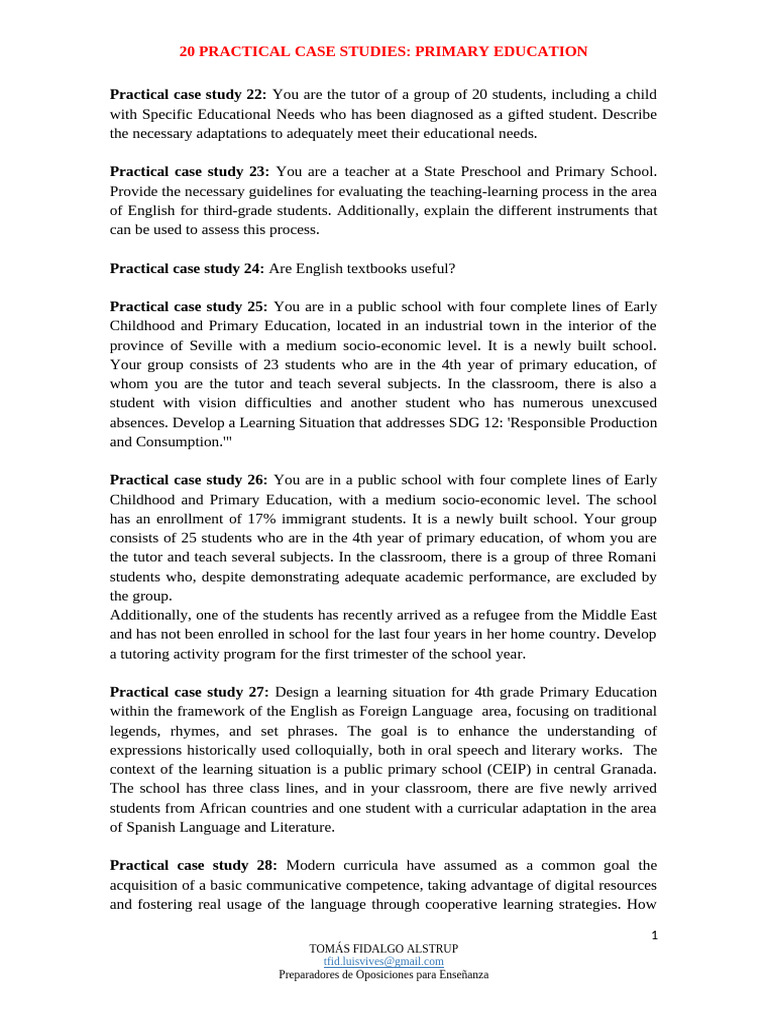 20 Practical Case Studies | PDF | Learning Disability | Learning