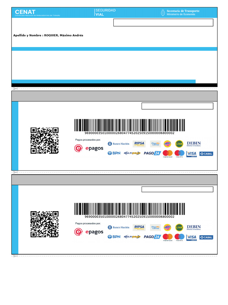 Boleta de Pago Electrónica CENAT $6800 | PDF | Bancario