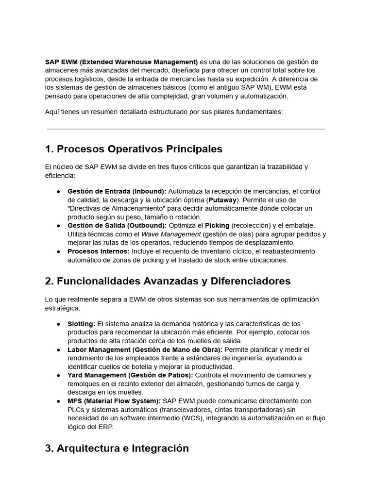 SAP EWM: Gestión Avanzada de Almacenes | PDF | Planificación de ...
