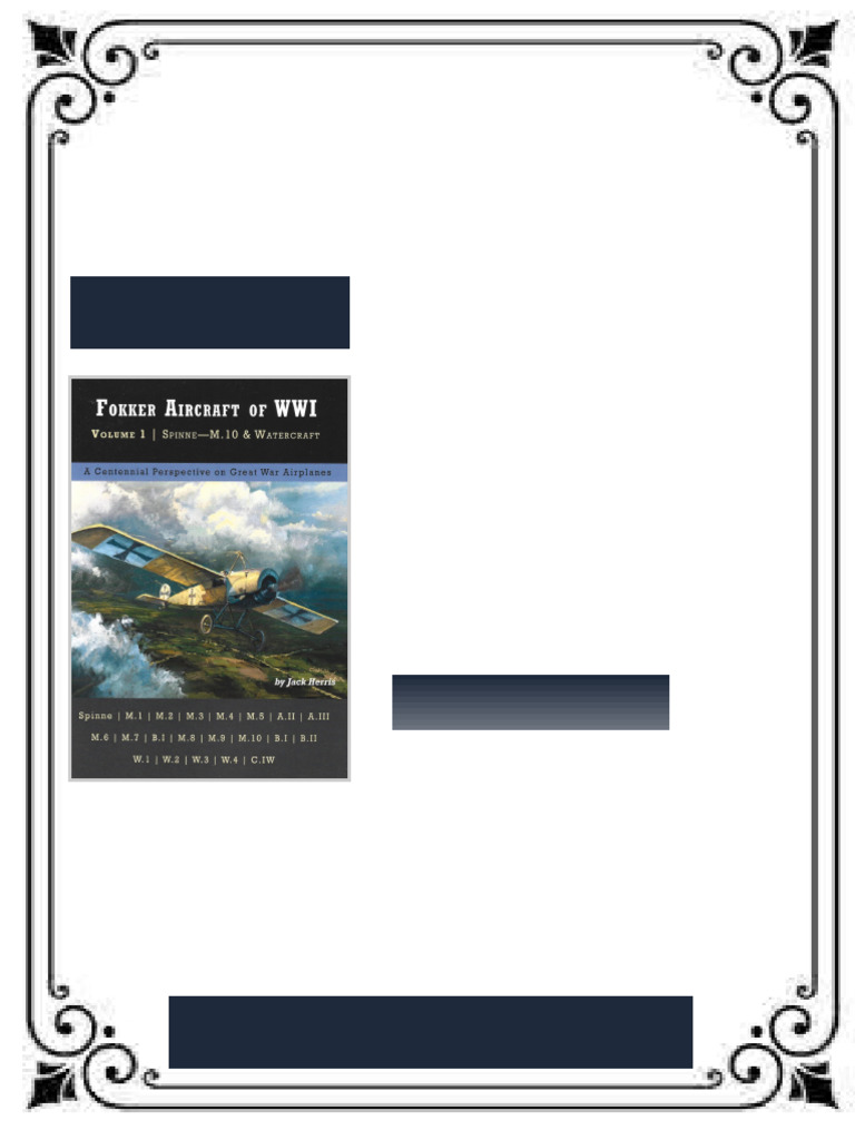 Fokker Aircraft of WWI Volume 1 Spinne M 10 Watercraft 1st Edition Jack Herris ebook complete ...