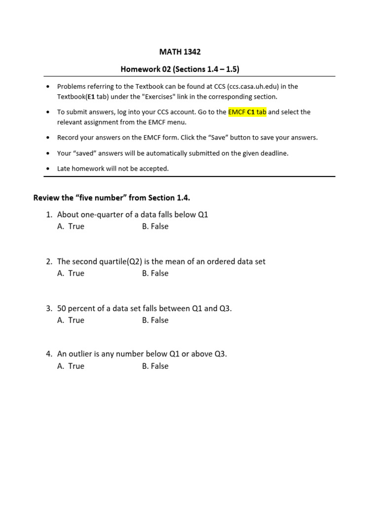 MATH 1342_HW_02 | PDF | Descriptive Statistics