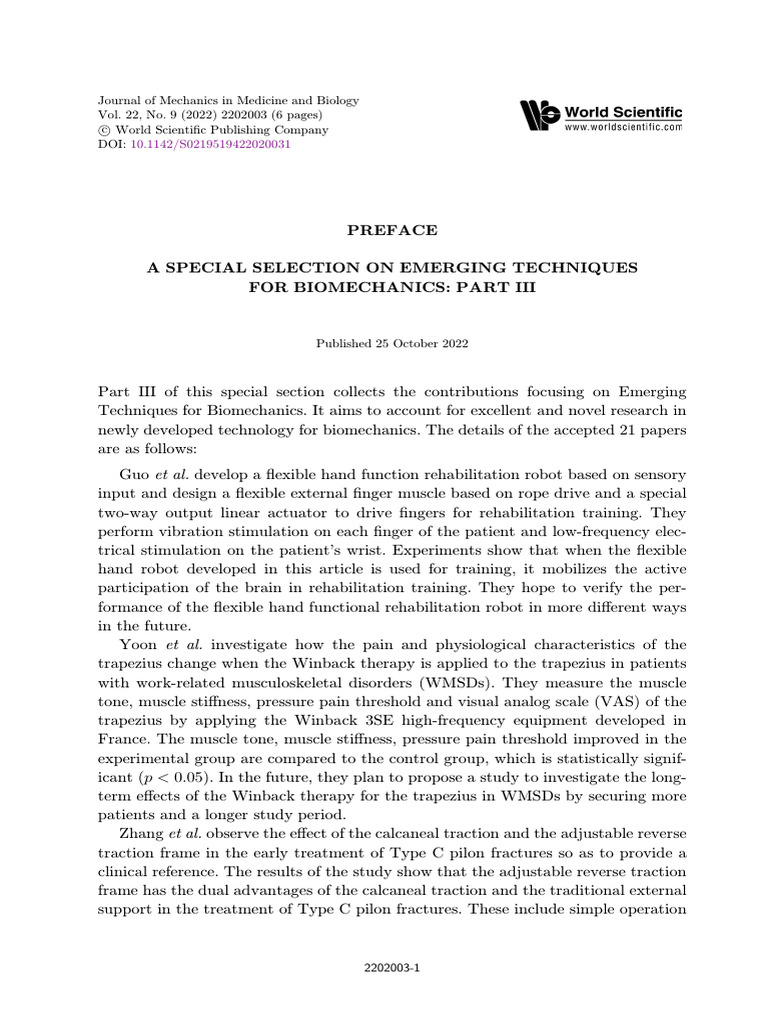 Emerging Techniques in Biomechanics III | PDF | Physical Therapy ...