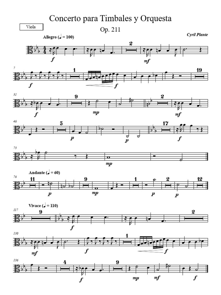 Cyril Plante - Concerto para Timbales (Viola) | PDF