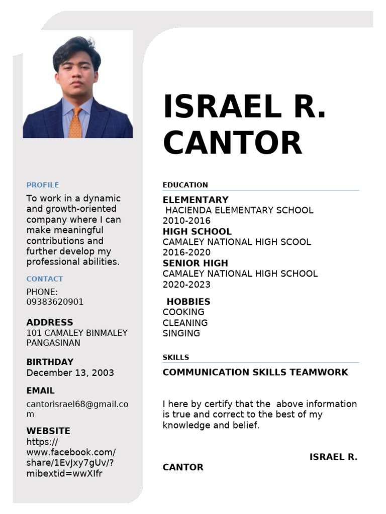 Israel R. Cantor: Professional Profile | PDF