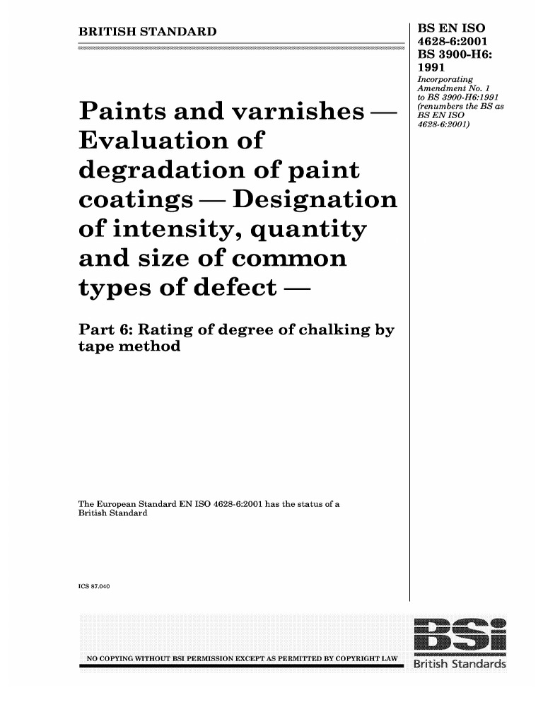 BS en ISO 4628-6 Paints and Varnishes Evaluation of Degradat | PDF