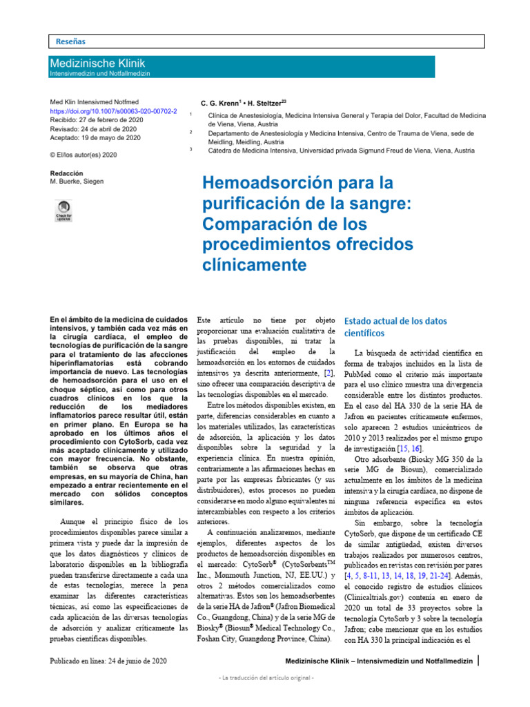 2020 Krenn Hemoadsorption Review MKI N SPA Epub[276442] | PDF ...