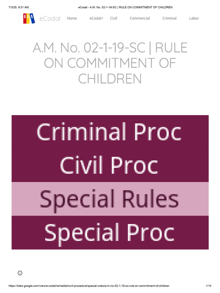 Rule on Commitment of Children | PDF | Legal Guardian | Child Custody