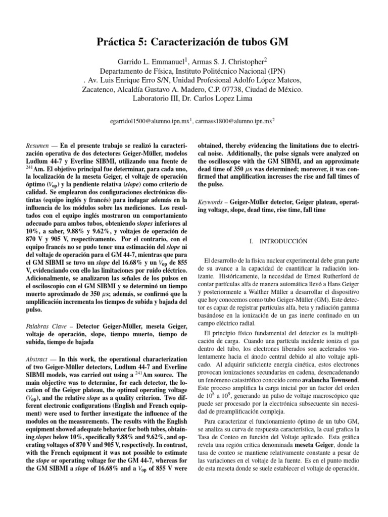 Práctica 5 CTGM | PDF | Cantidades fisicas | Radiación