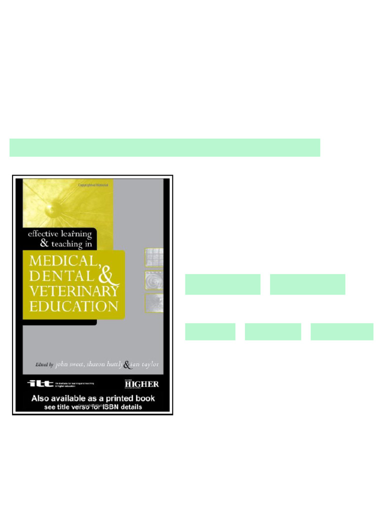 Effective Learning and Teaching in Medical Dental and Veterinary ...