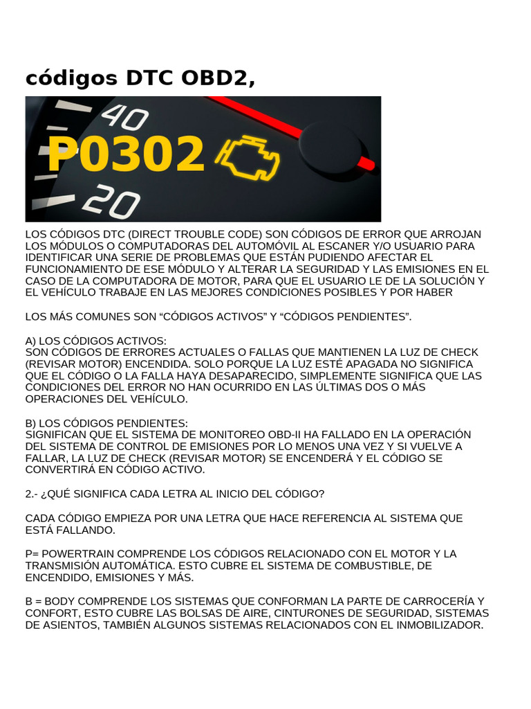 códigos DTC OBD2 | PDF | Vehículos | Vehículos terrestres