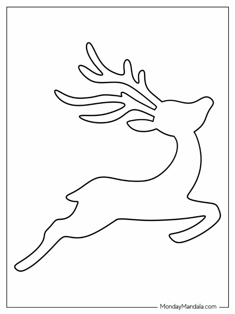 Full Page Flying Reindeer Christmas Stencil | PDF