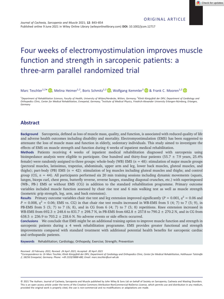J Cachexia Sarcopenia Muscle - 2021 - Teschler - Four Weeks of ...