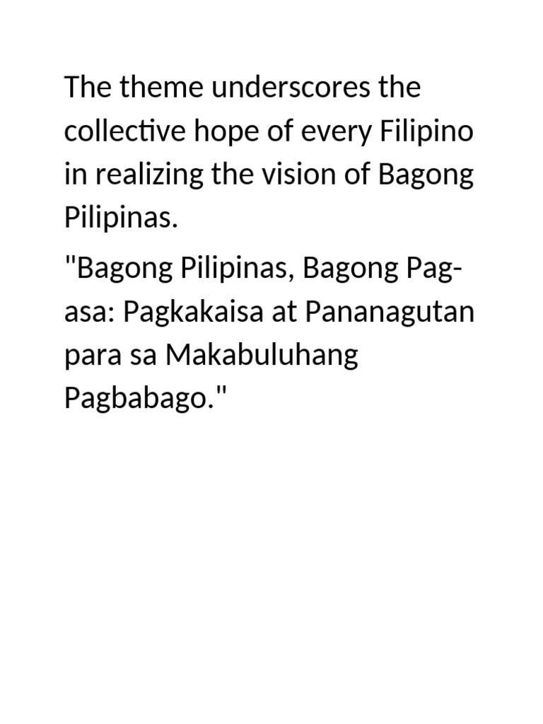 The Theme Underscores the Collective Hope of Every Filipino in ...