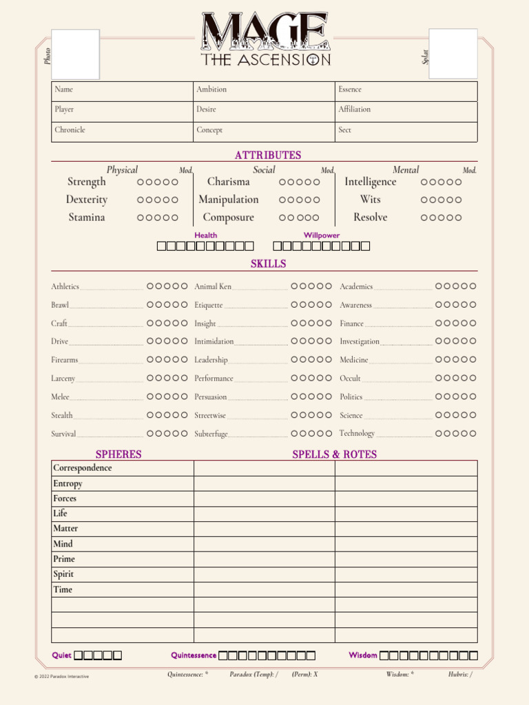 M5 Character Sheet2 | PDF