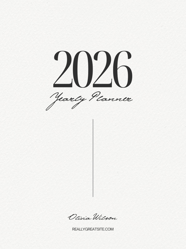 Black and White Simple 2026 Yearly Planner A4 | PDF