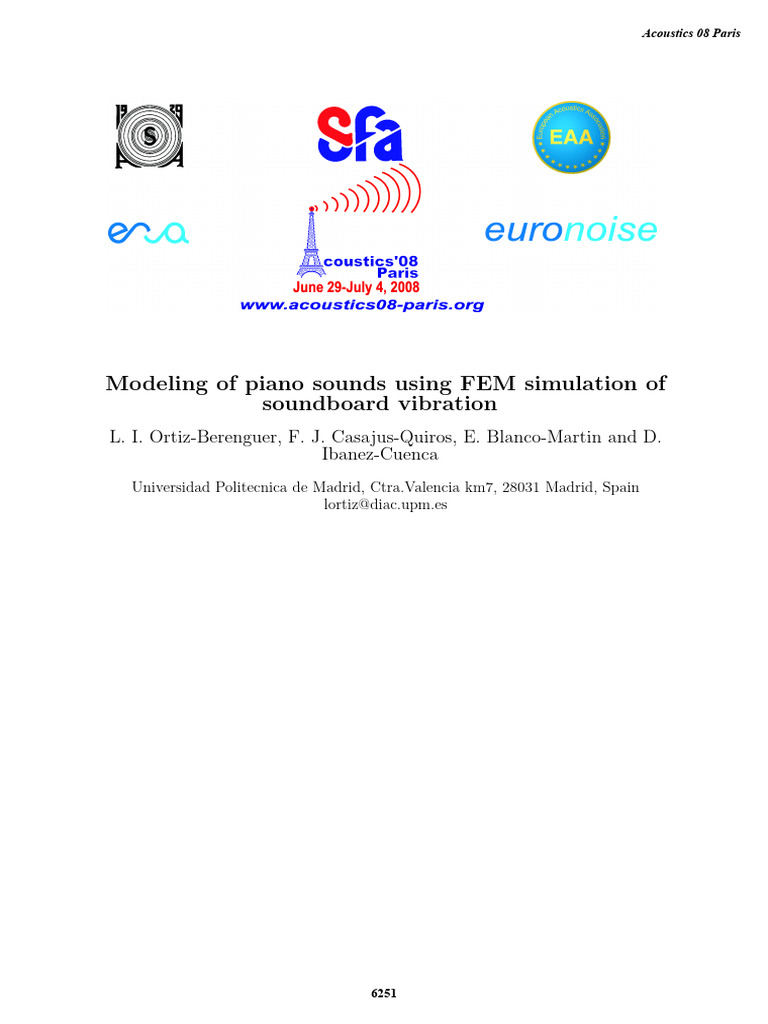 Modeling of Piano Sounds Using FEM Simulation of Soundboard Vibration ...