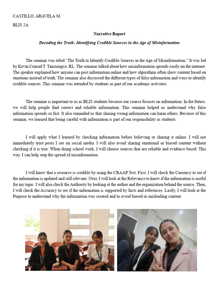 Identifying Credible Sources Seminar | PDF