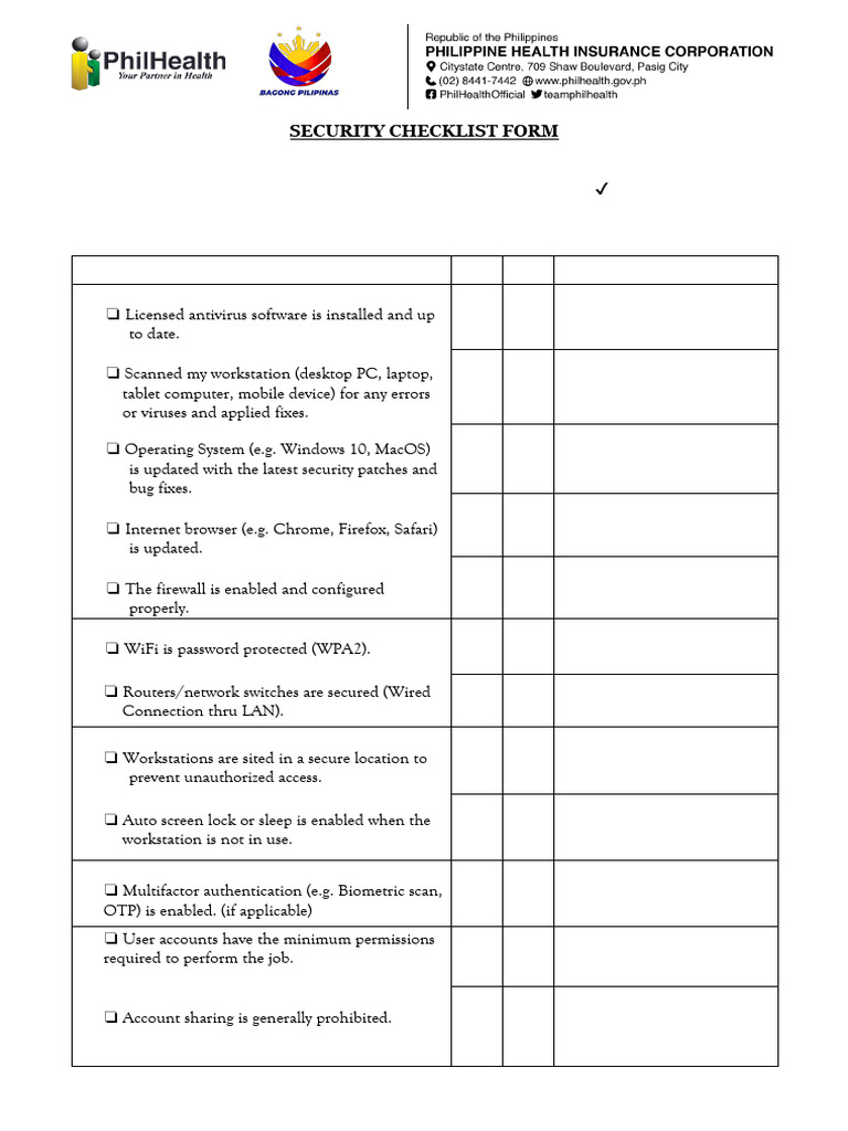 Security Checklist - Eprs | PDF