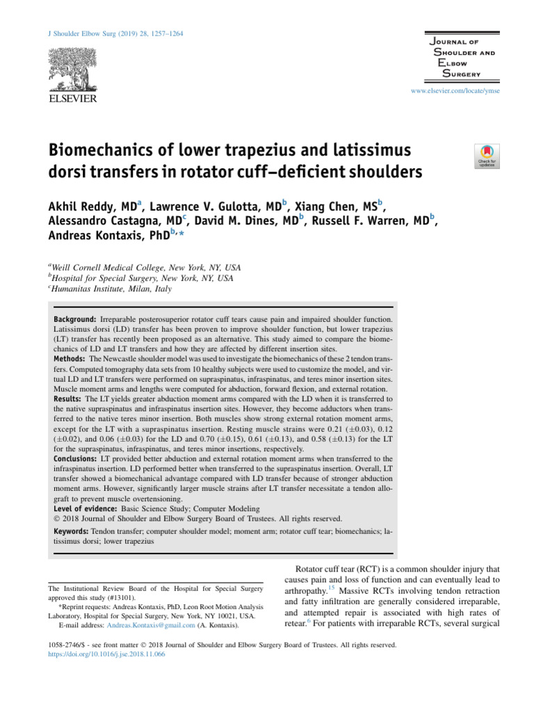Biomechanics of Lower Trapezius and Latissimus Dorsi Transfers in ...