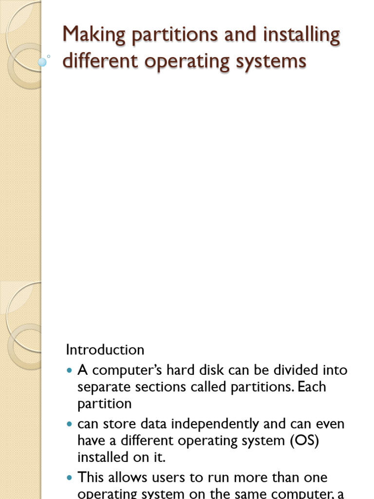 Making Partitions and Installing Different Operating Systems | PDF ...