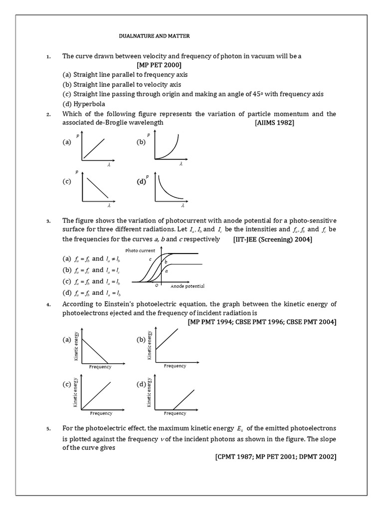 Dual Nature.graphs | PDF | Photoelectric Effect | Electron