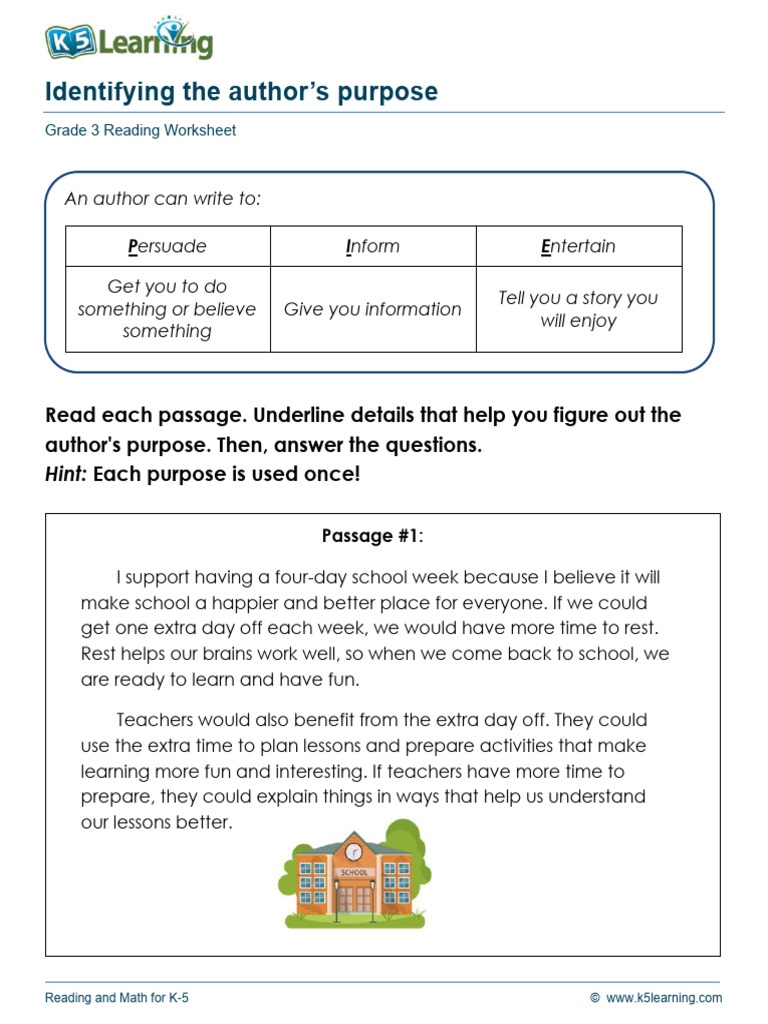 Grade 3 Authors Purpose 6n3 | PDF | Birthdays