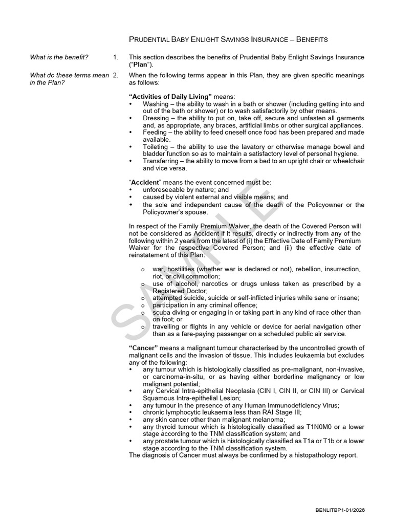 Prudential Baby Enlight Insurance Benefits | PDF | Medical Specialties