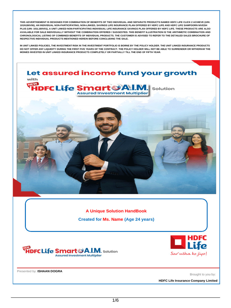 HDFC Life Smart A.I.M Insurance Solutions | PDF | Insurance | Life ...