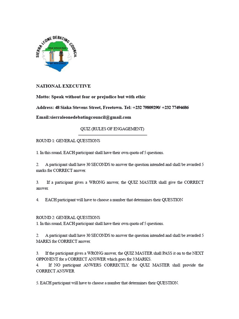 Quiz Rules of Engagement 2 | PDF