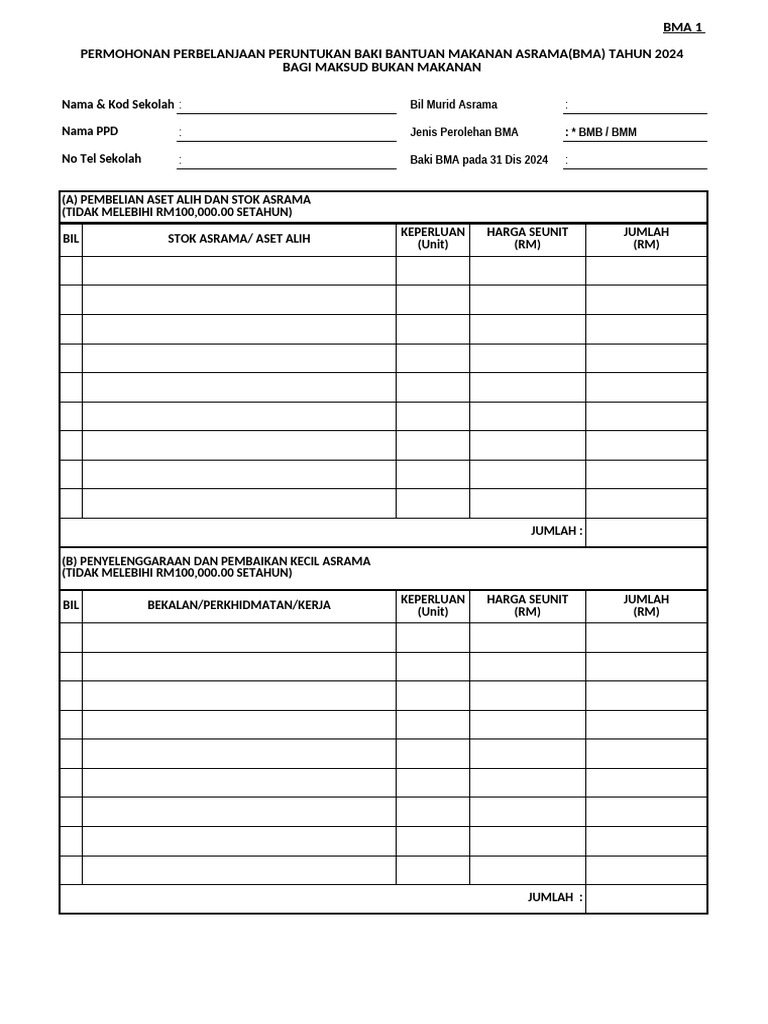 Borang BMA1 | PDF