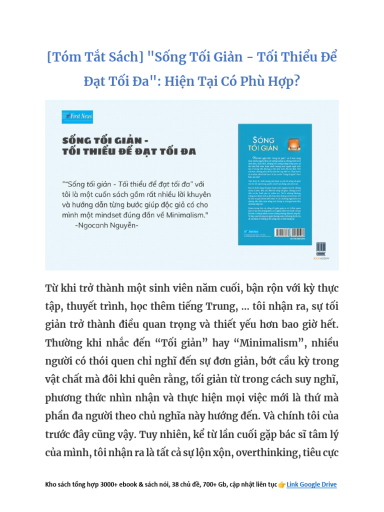Song Toi Gian Toi Thieu de Dat Toi Da Joshua Becker PDF | PDF