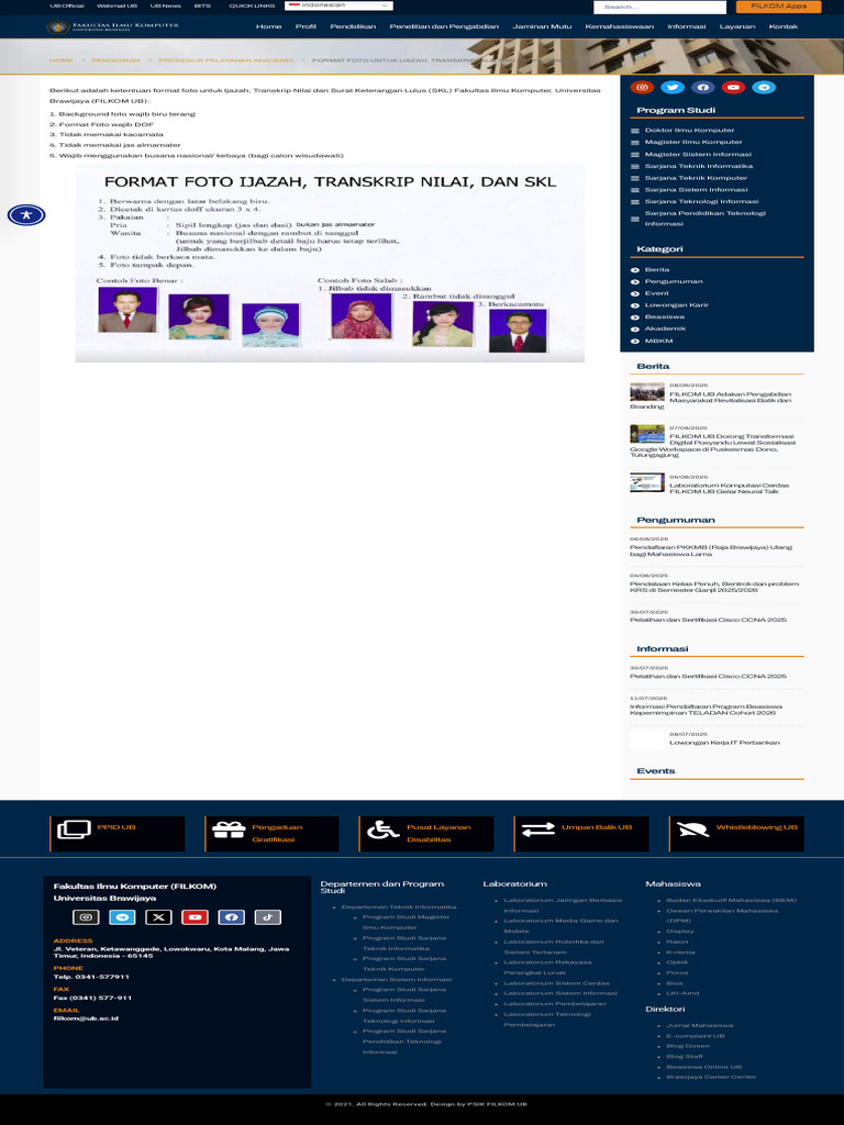 Format Foto Ijazah FILKOM UB | PDF