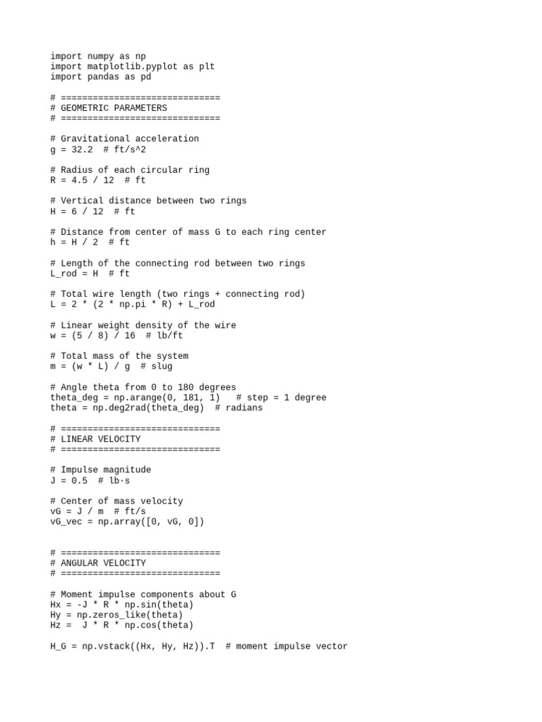 Egineering Mechanics Code (Python) | PDF | Velocity | Acceleration