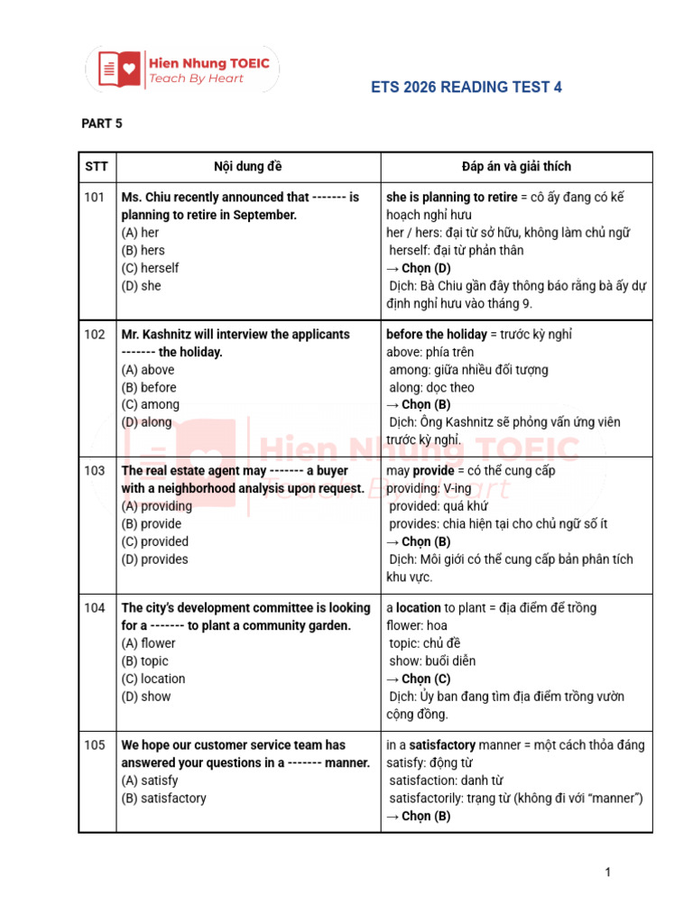 Ets 2026 Reading Test 4 - Key | PDF