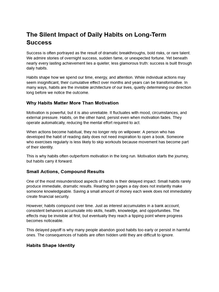 Daily Habits for Lasting Success | PDF | Habits | Motivation