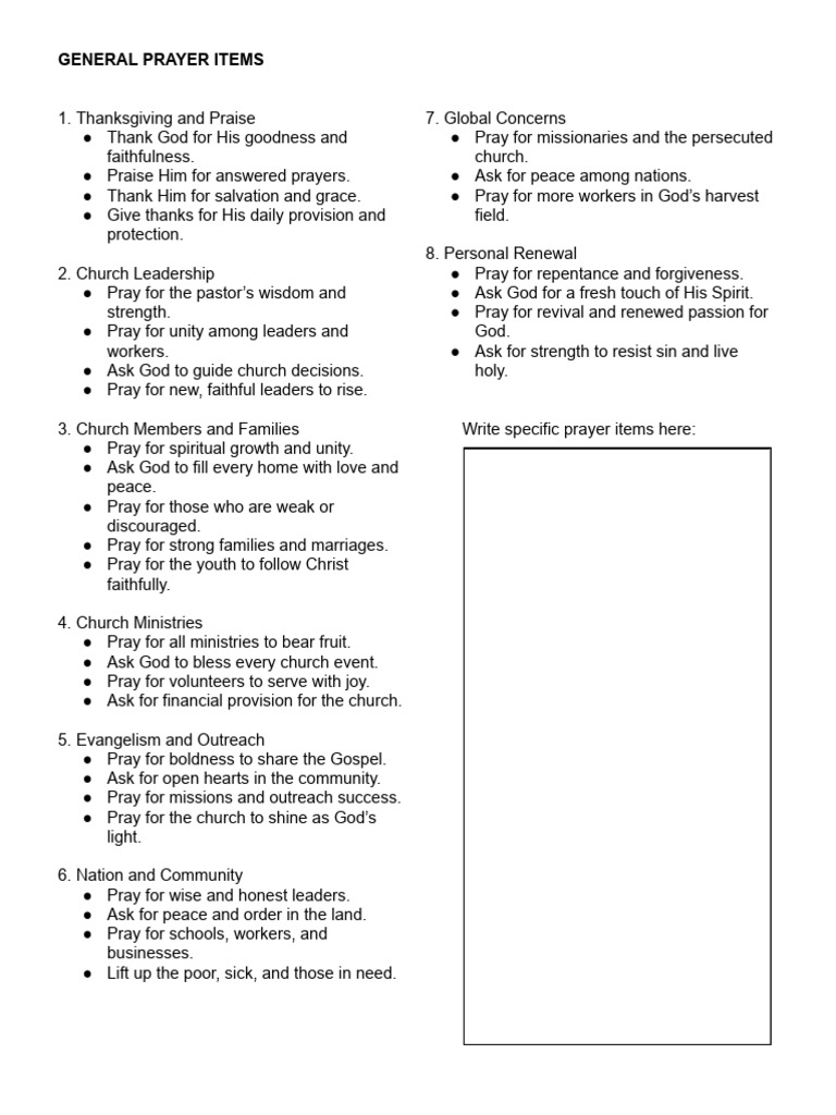 General Prayer Items | PDF