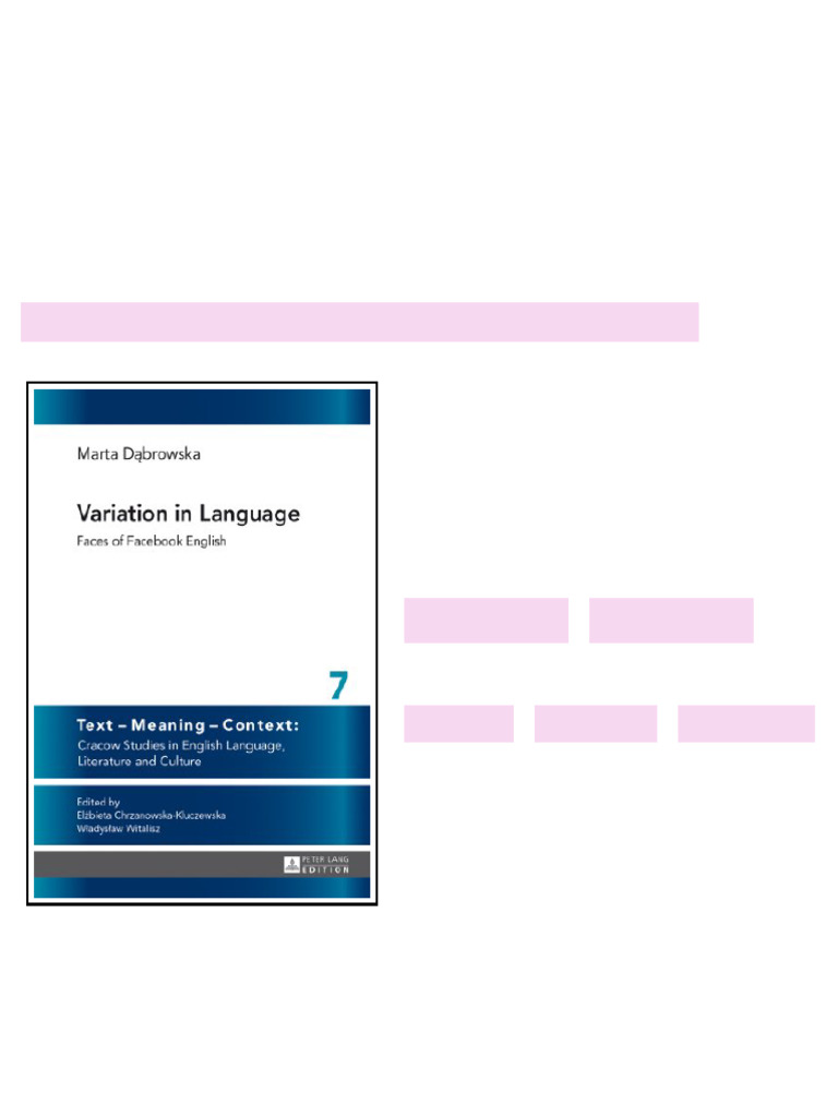 Variation in Language Faces of Facebook English 1st Edition Marta ...