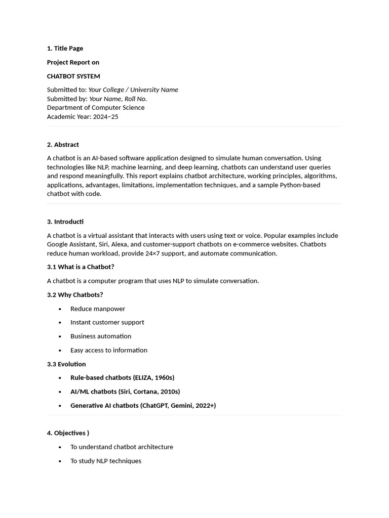 Rahul Chatbot Report | PDF | Artificial Intelligence | Intelligence (AI) & Semantics