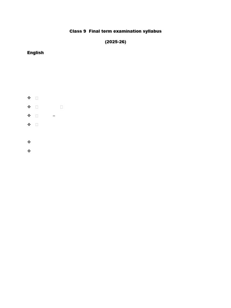 Final Term Syllabus Grade 9 | PDF | Area