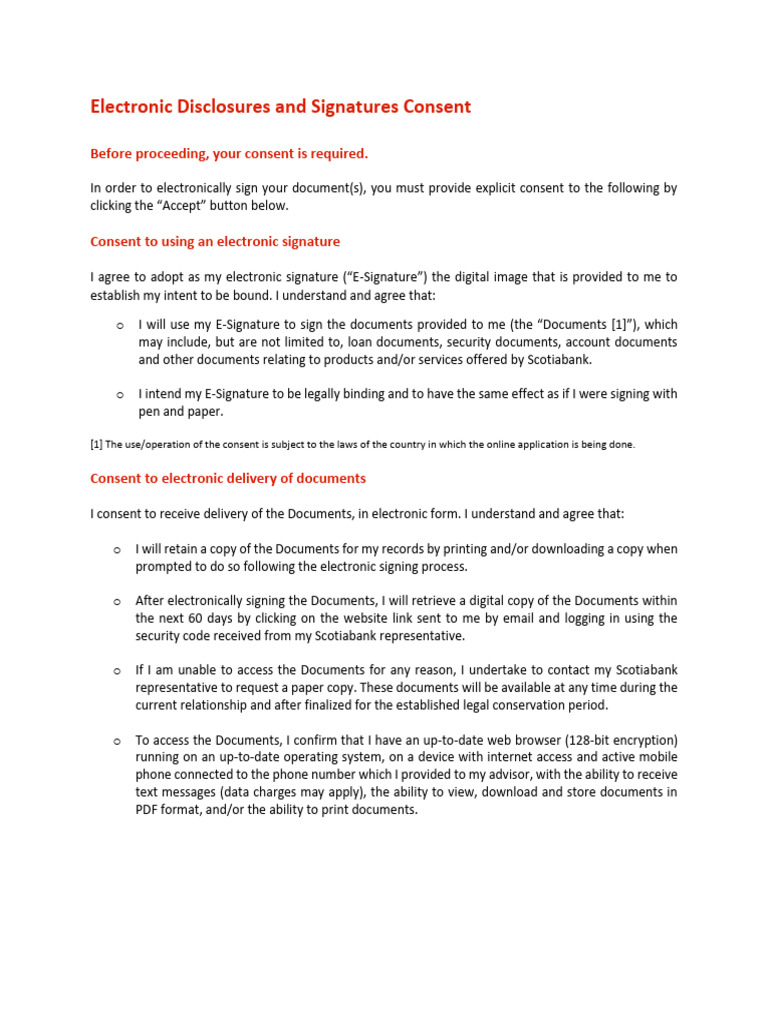 Electronic Signature Consent Agreement | PDF