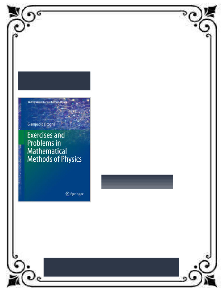 Exercises and Problems in Mathematical Methods of Physics Giampaolo Cicogna eBook 2026 ultimate ...